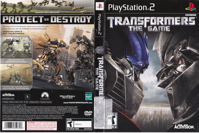 Transformer Revenge Of The Fallen Game Ps2